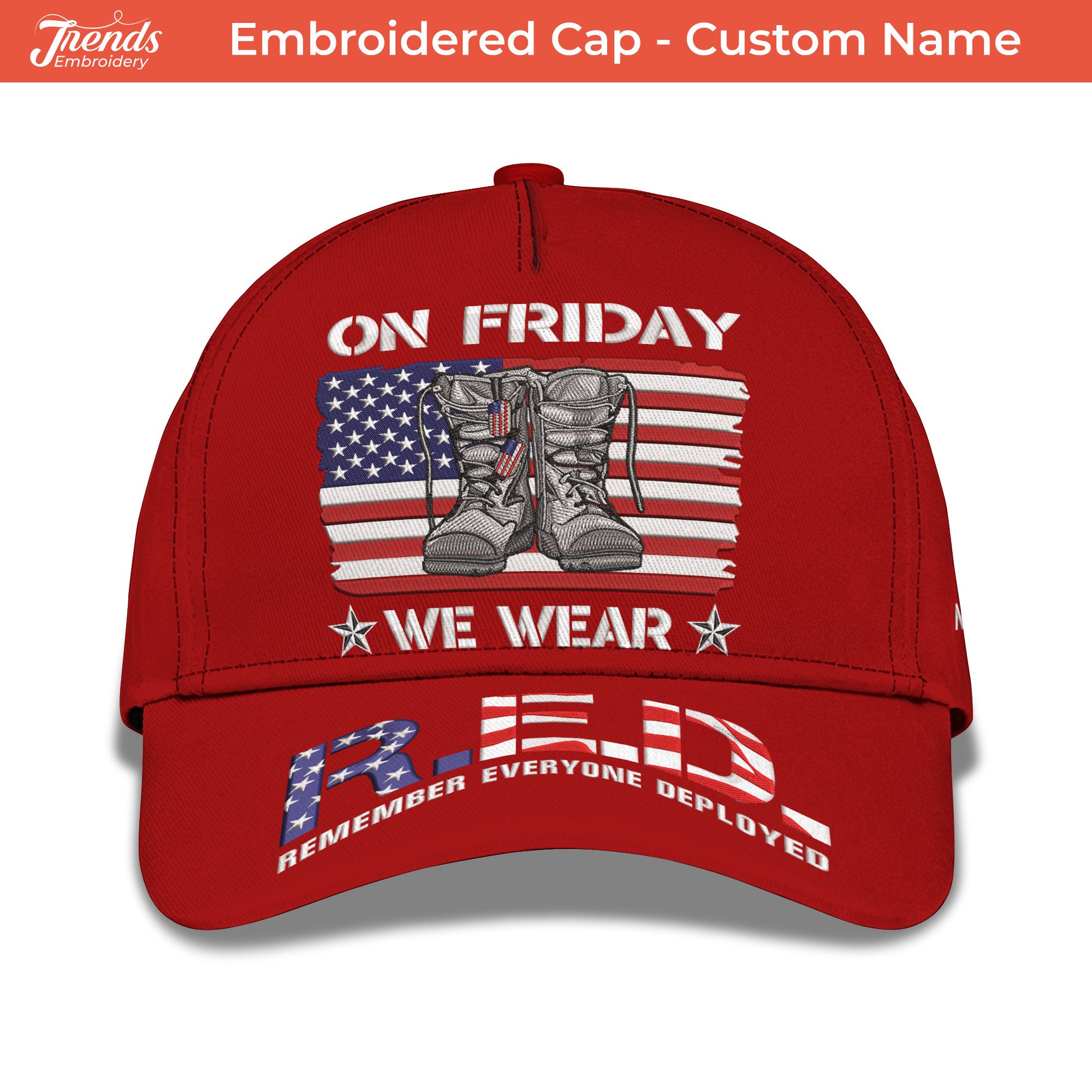 Personalized Red Friday Embroidery Cap: Wear Red, Show Your Patriotism