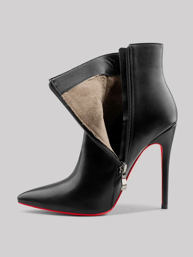 4.72" Women's Ankle Boots Closed Pointed Toe Stilettos Booties Red Bottom Heels Matte Shoes