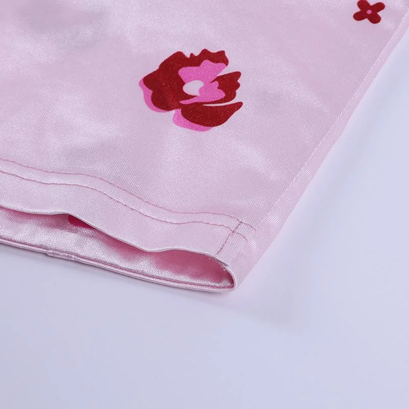 SATIN FLORAL DEEP V SLING VEST