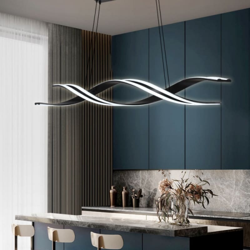 Modern Minimalist Luxury LED Helix Design Pendant Light Gold Black
