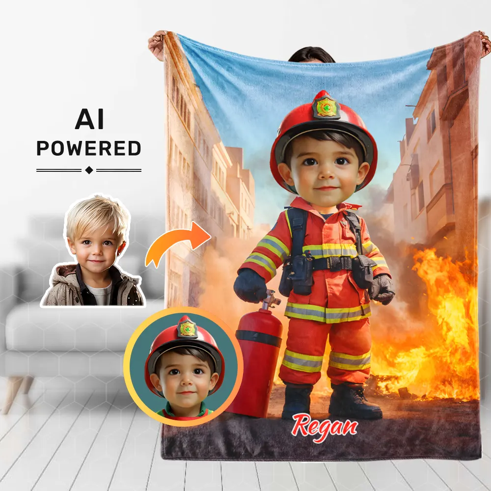 Custom Photo Blankets AI-Powered 3D Fireman Personalized 3D Fireman ...