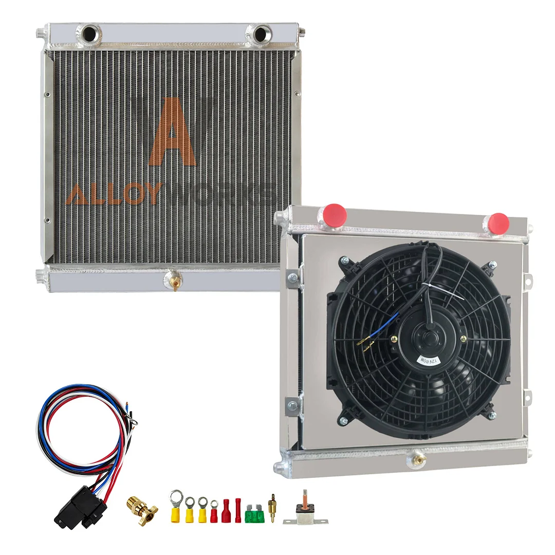 3 Rows Aluminum Radiator Fan Shroud For Double Pass Dragster Roadster-90w