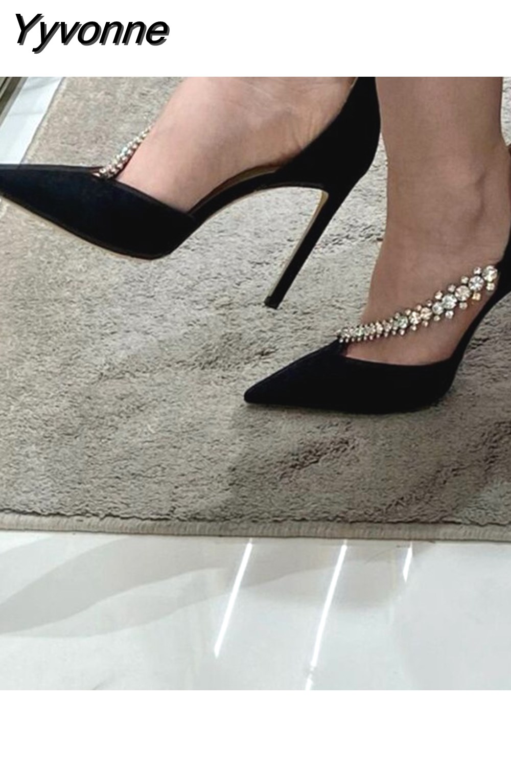 Yyvonne Fashion Brand Crystal Embellished High Heels Shoes Women ...