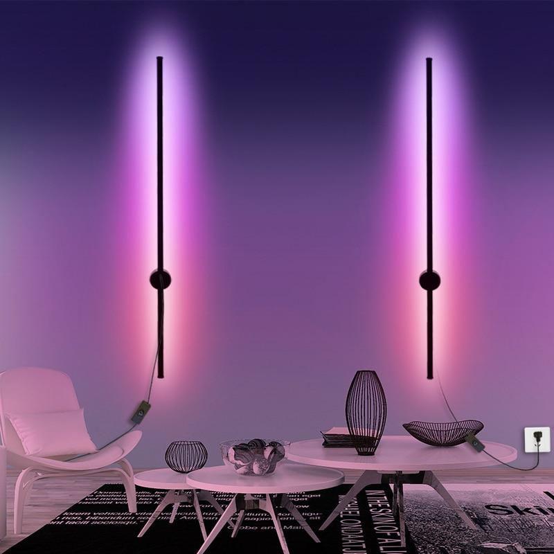 RGB Minimalist long strip LED wall lamps Modern living room bedroom ...
