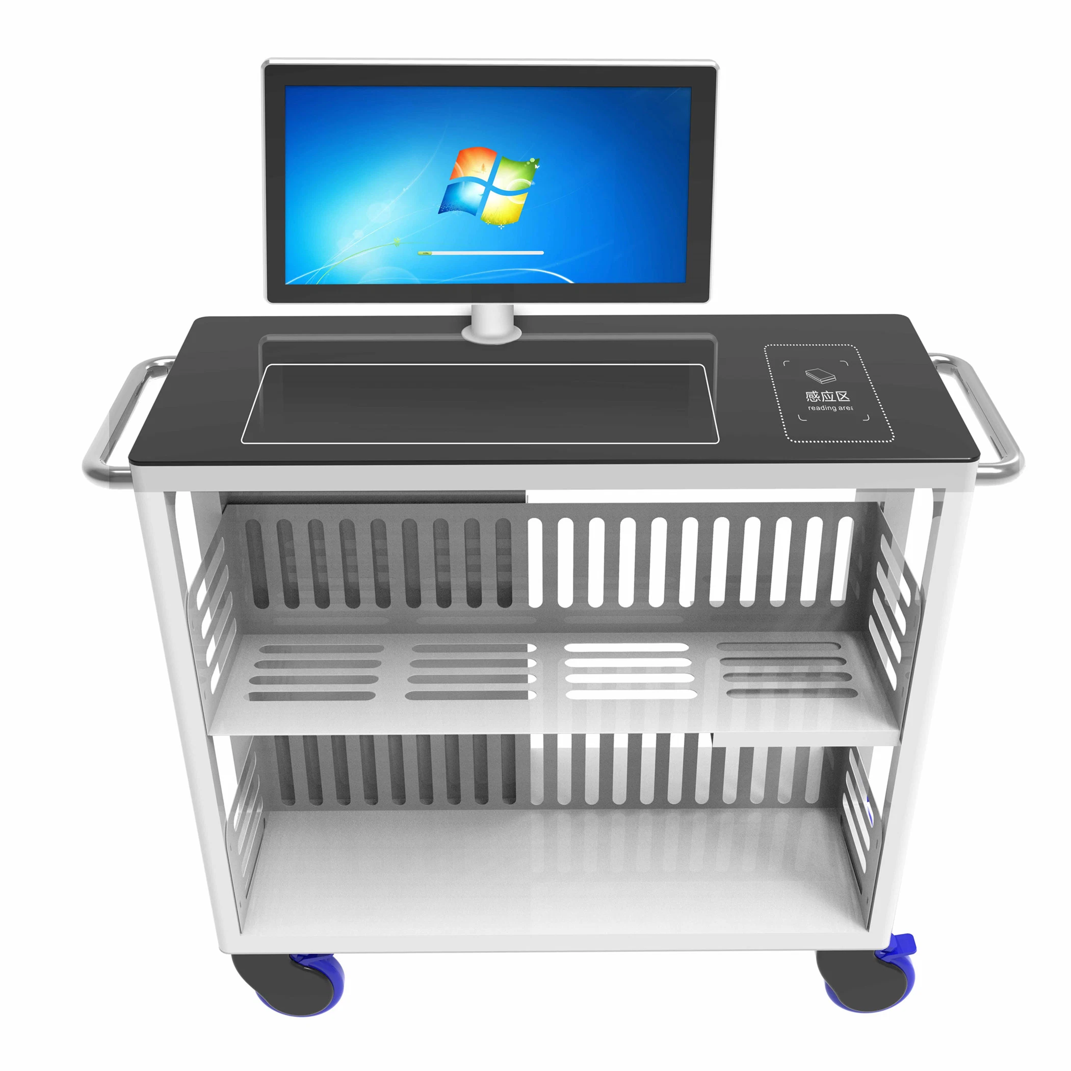 Library Use RFID Mobile Packing Table Label Tagging Platform Storage Carts