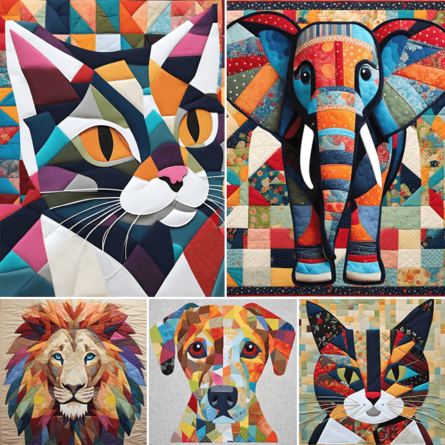 Animal Patchwork Project Tutorials Template kit -With Instructions