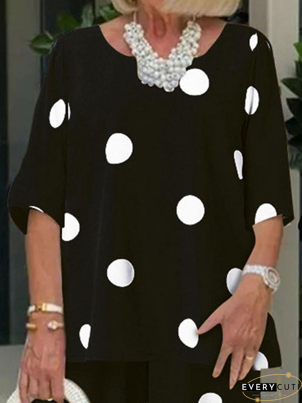 Loose Retro Bohemian Dot Print Two Piece-Set