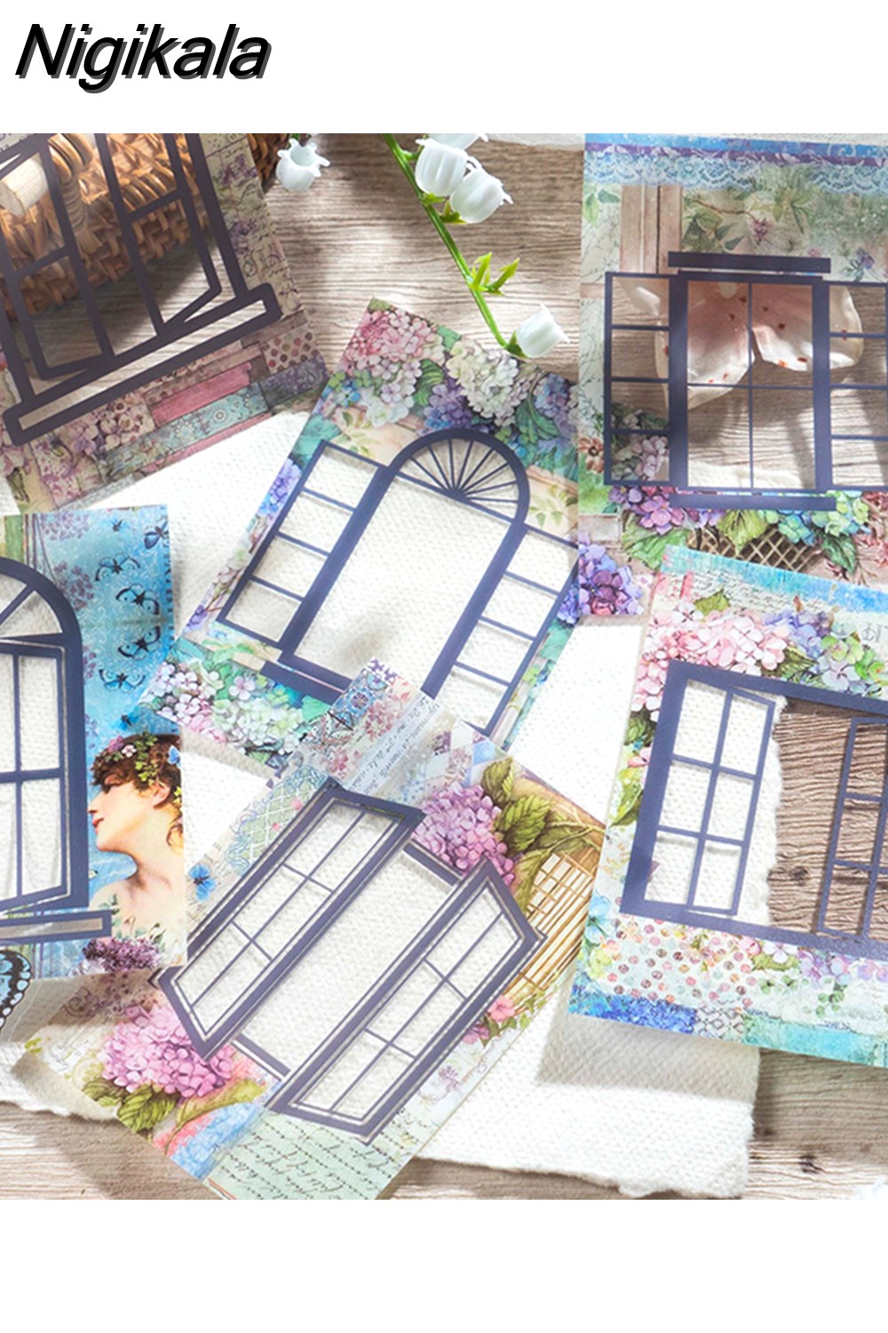 Nigikala Pcs Vintage Window Frame Collage PET Stickers Pack DIY Diary ...
