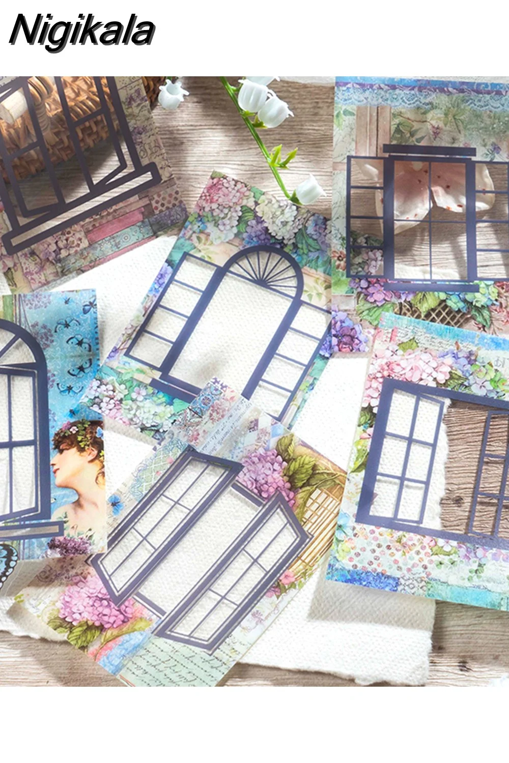 Nigikala Pcs Vintage Window Frame Collage PET Stickers Pack DIY Diary ...