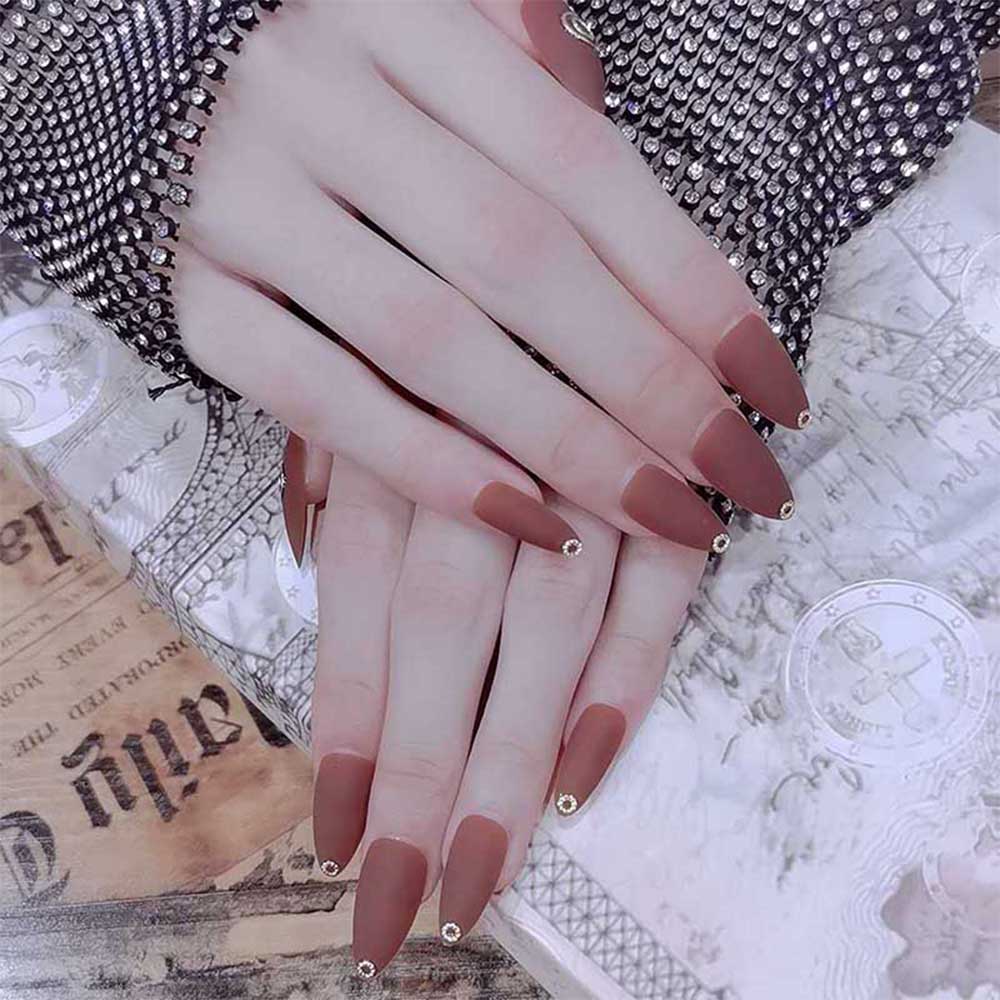 NEW 24pcs Detachable Artificial False Nails Long Glitter Coffin False ...