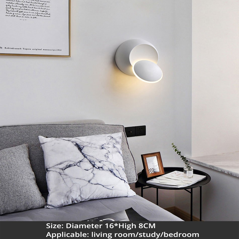 LED Wall Lamp 360 degree rotation adjustable bedside light White and ...
