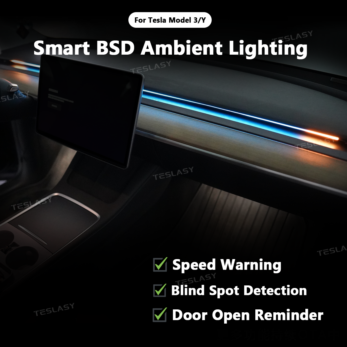 Tesla BSD Blind Spot Detection Smart Ambient Lighting System For Model ...