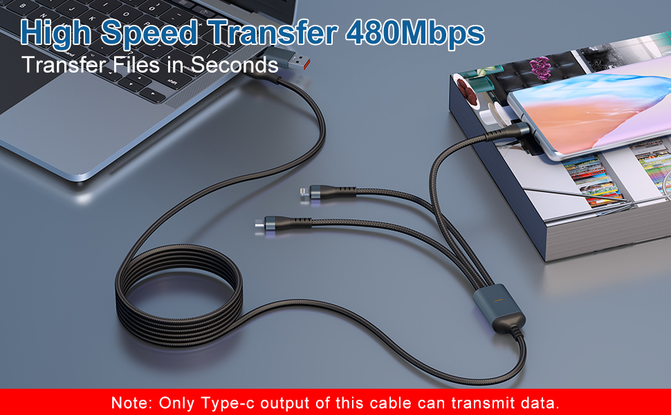 100W Long Multi Charging Cable 3M/10Ft [Apple MFi Certified] 3 in 2 USB ...