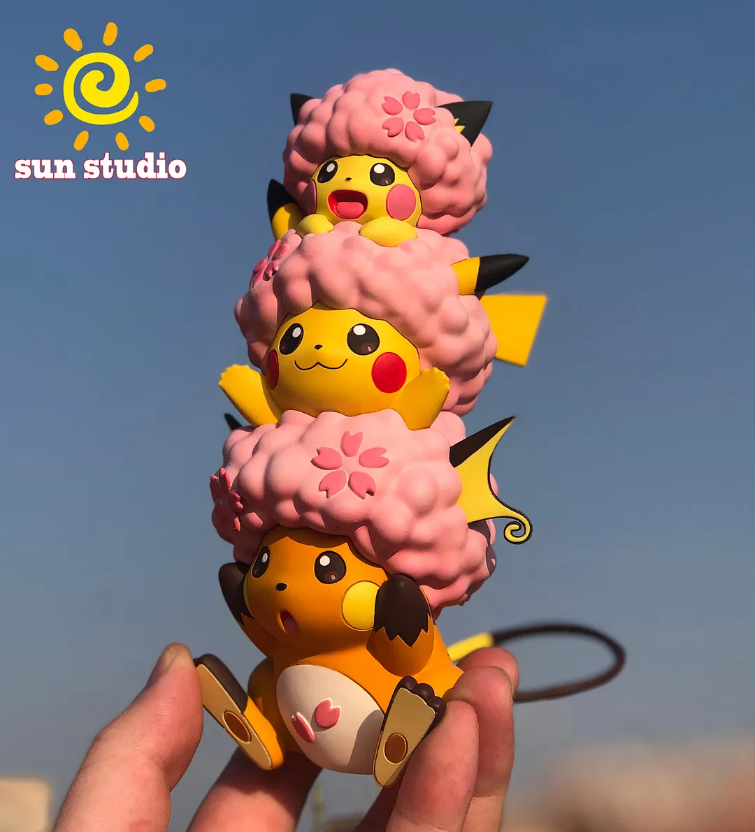 Sakura Pikachu Family - Pokemon Resin Statue - sun Studio