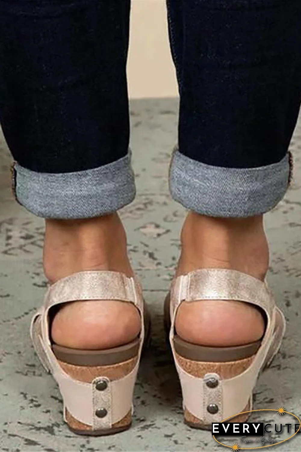 Open Toe Cut Out Wedge Sandals