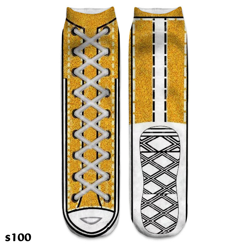 Fun 3D Canvas Shoe Print Socks
