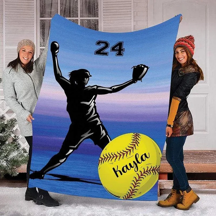 Personalized Softball Blanket for Comfort & Unique| BKKid130