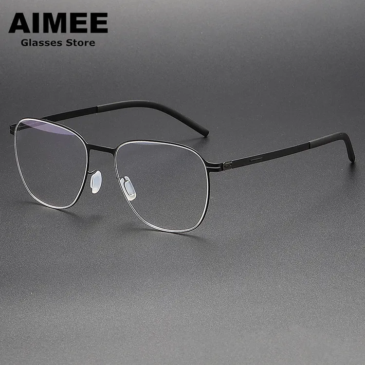 German Brand Titanium Screwless Glasses Frame Men's Square Optical ...