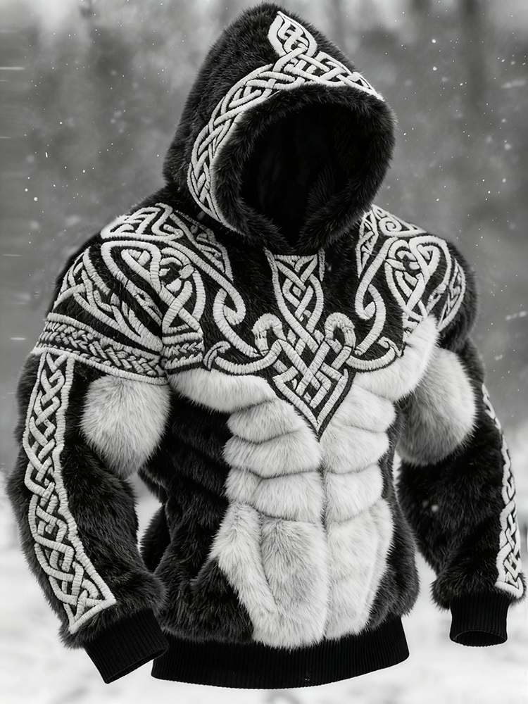 Men's Viking Tribal Jacquard Celtic Knot Muscle Line Inspired Art Plush ...
