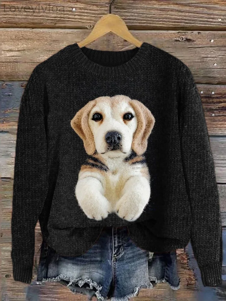 Labrador Retriever Dog Felt Cozy Knit Sweater
