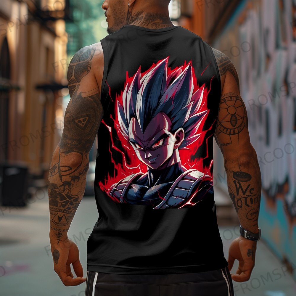 Oversized Anime Print Gym Tank Top