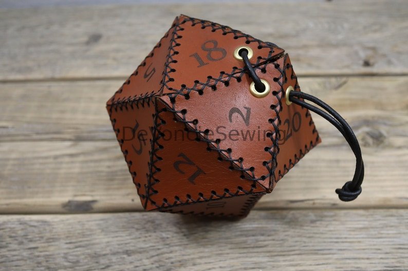 PATTERN (PDF) Leather D20 Dice Bag Pattern Template — With Tutorial