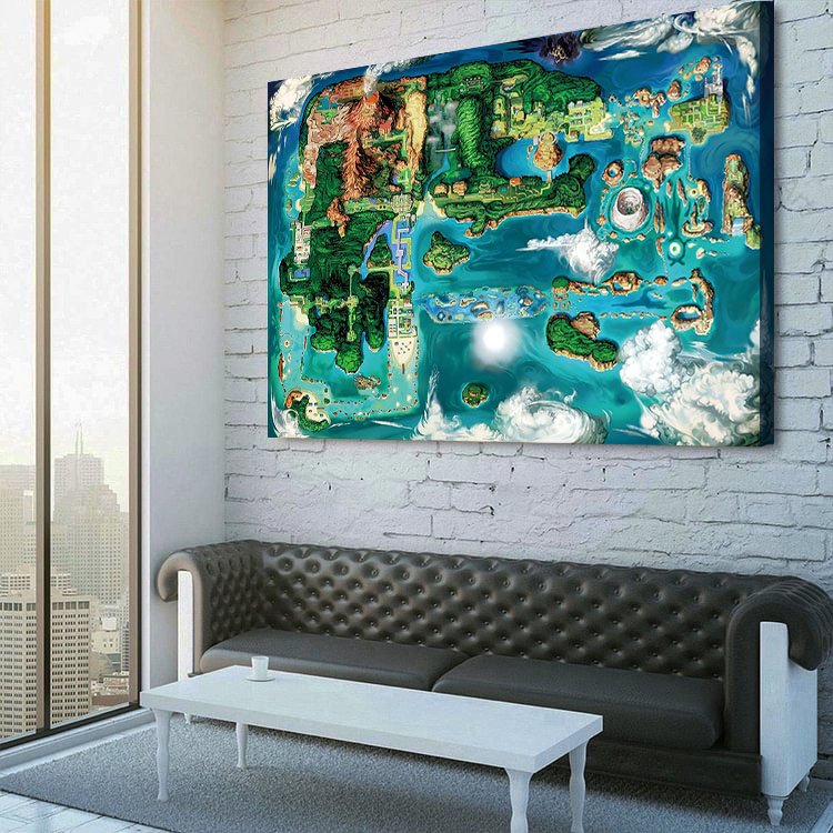 Hoenn Region Map Canvas | Pokemon Gen 3 Gaming Decor