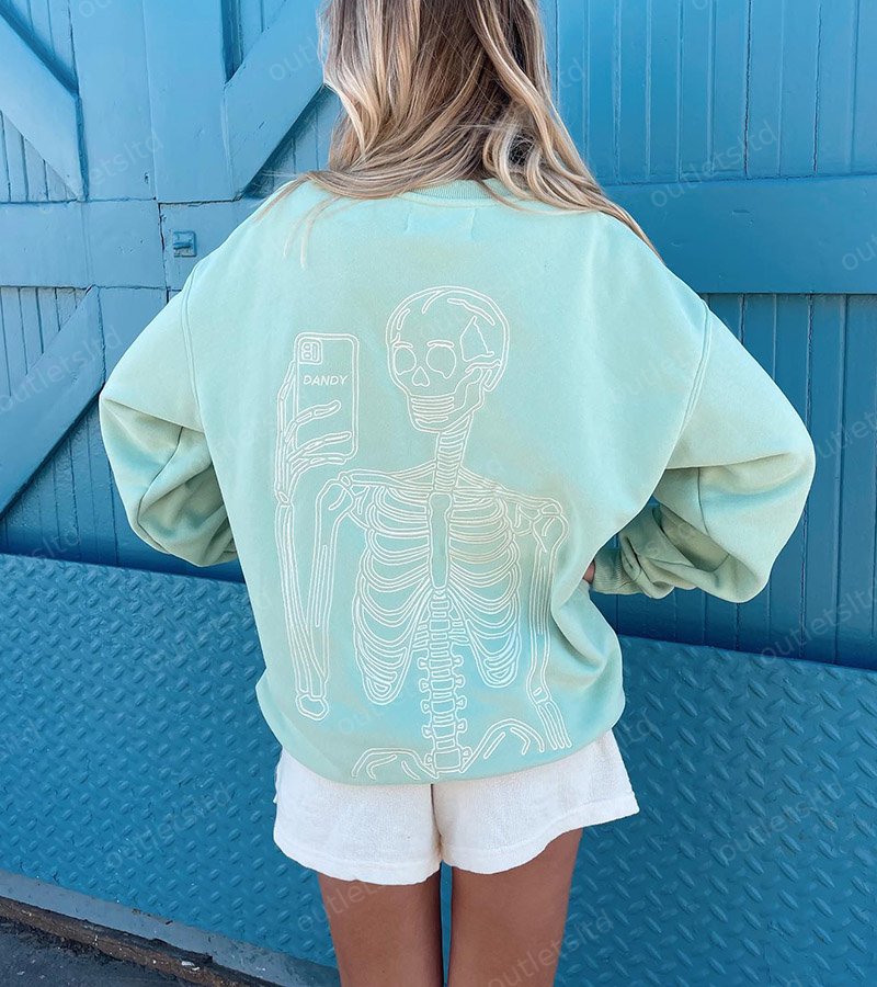 Selfie Skull Round Neck Hoodie