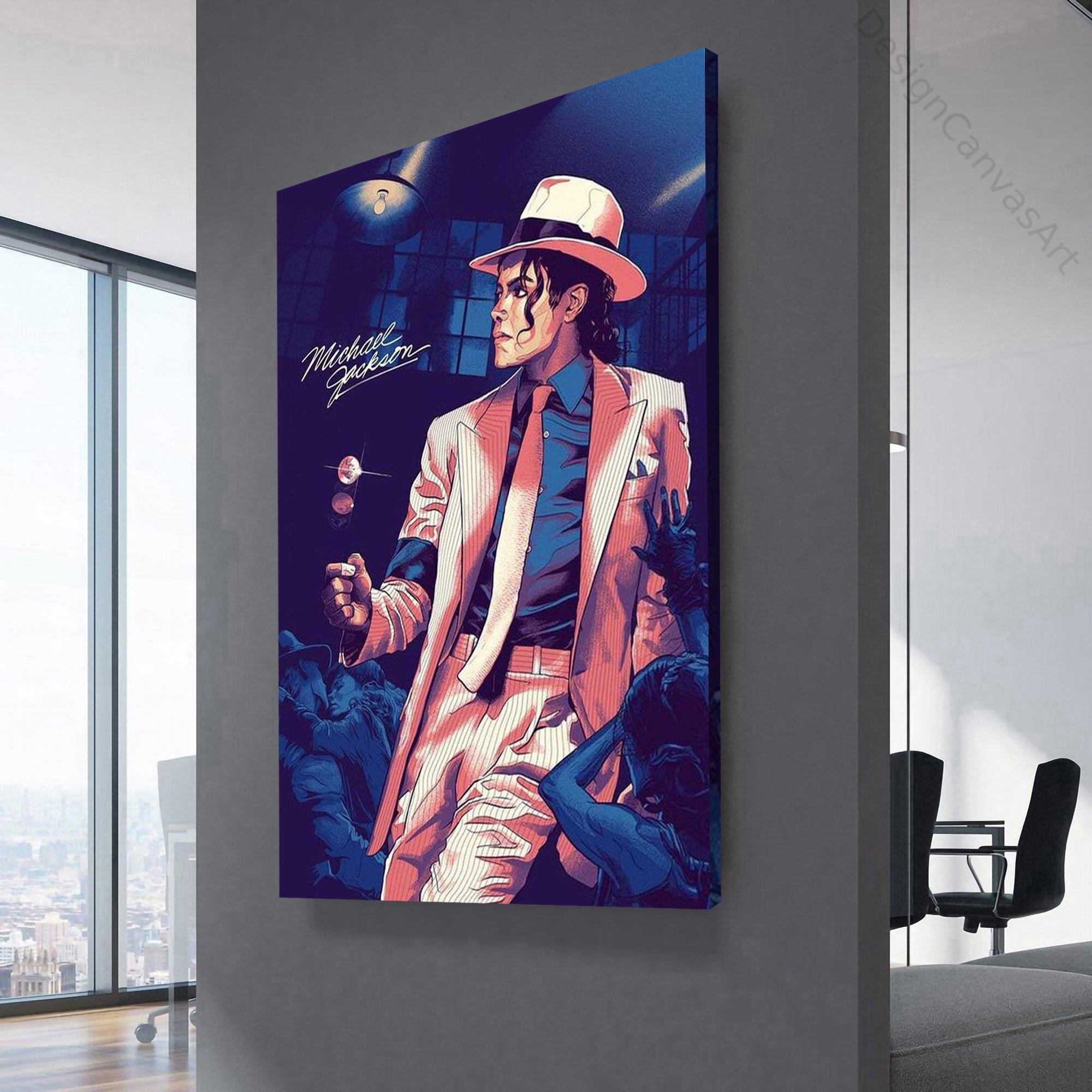 Michael Jackson Smooth Criminal Themed Illustrated Canvas Wall Art