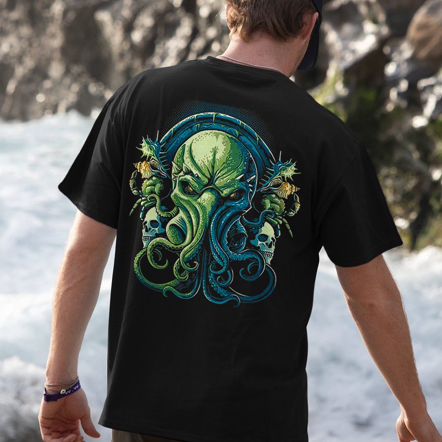 Cthulhu Octopus Printed Men's T-shirt