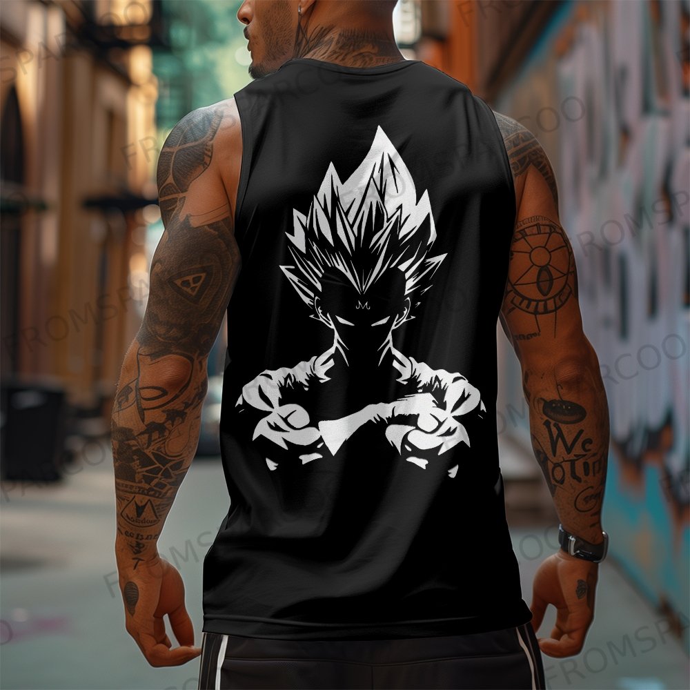 FROMSPARCOO Oversized Anime Print Gym Tank Top