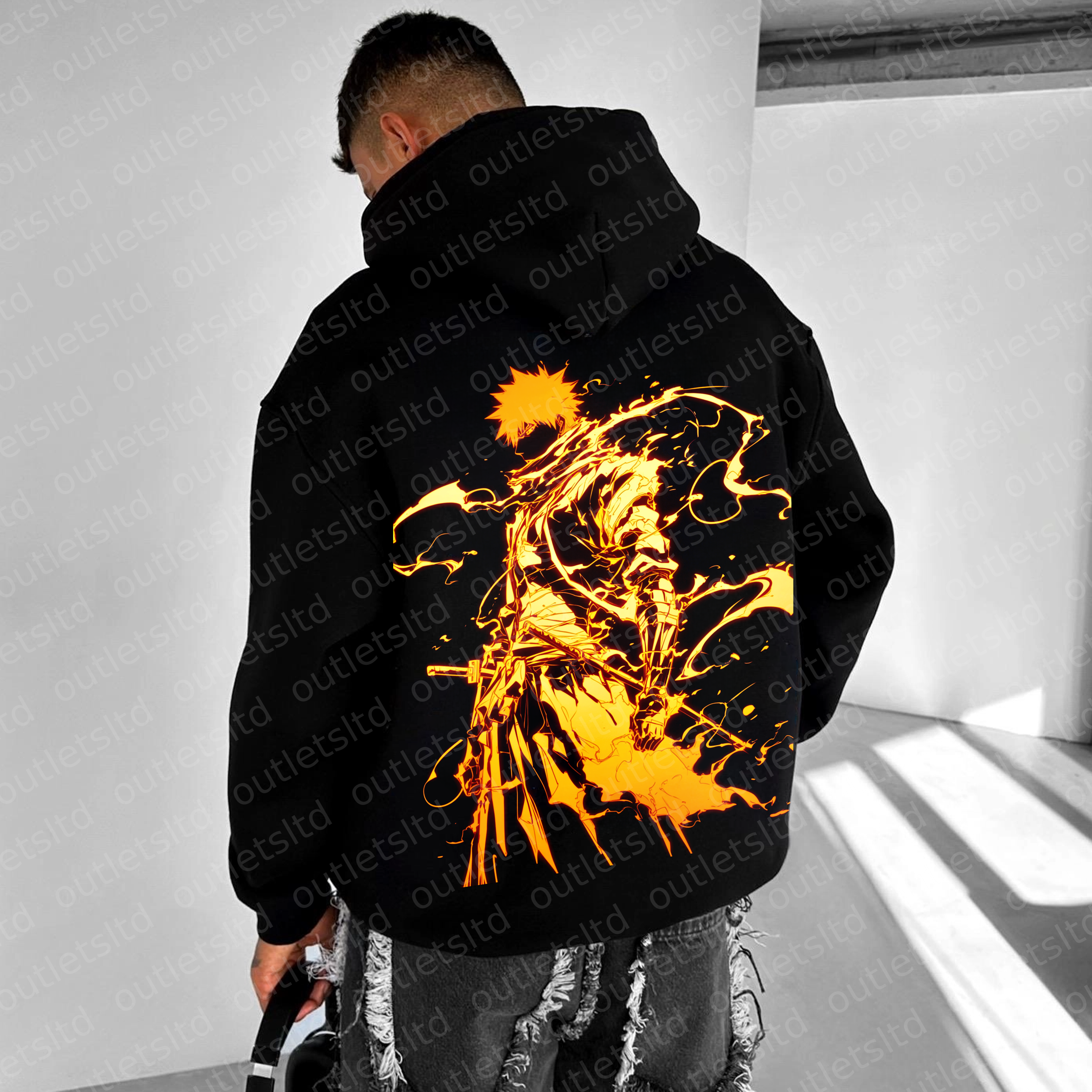 Outletsltd Anime Yellow Unisex Oversized Print Hoodie 35.99