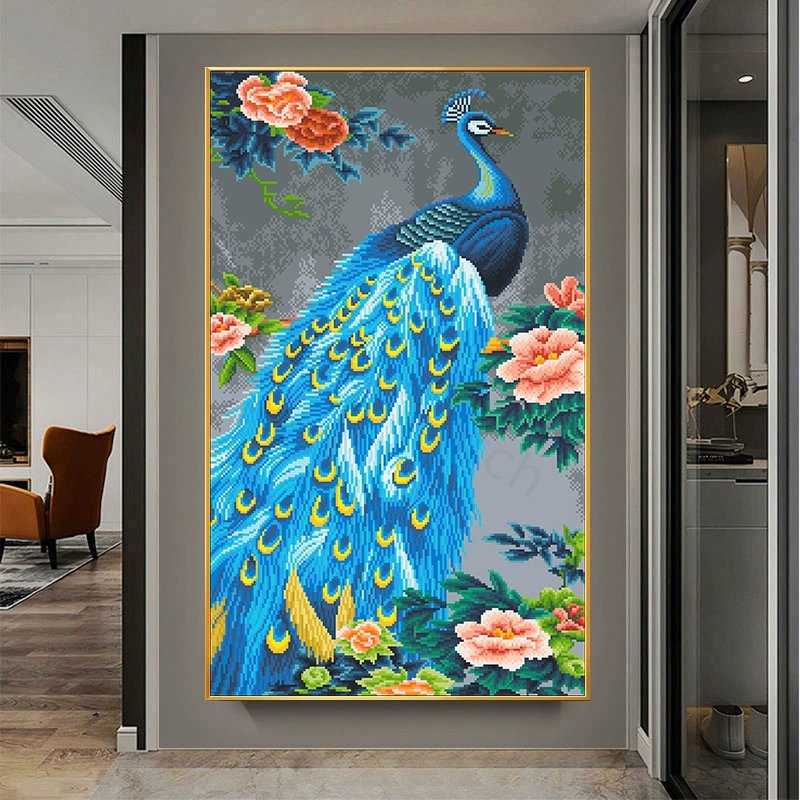 [Mona Lisa]Peacock Spreading Its Tail 11CT Pre-stamped Canvas(50*74cm ...
