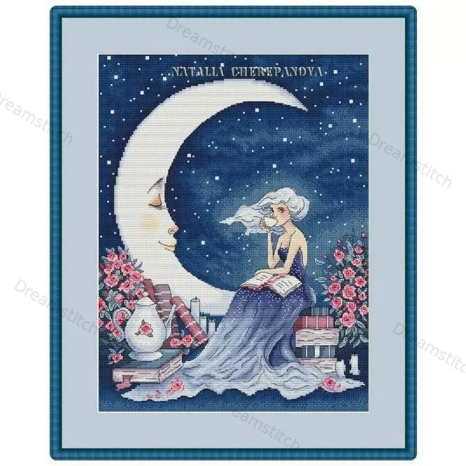 [PDF Manual]Cross Stitch Drawings PDF Redesign XSD SAGA Moon Reading Girl