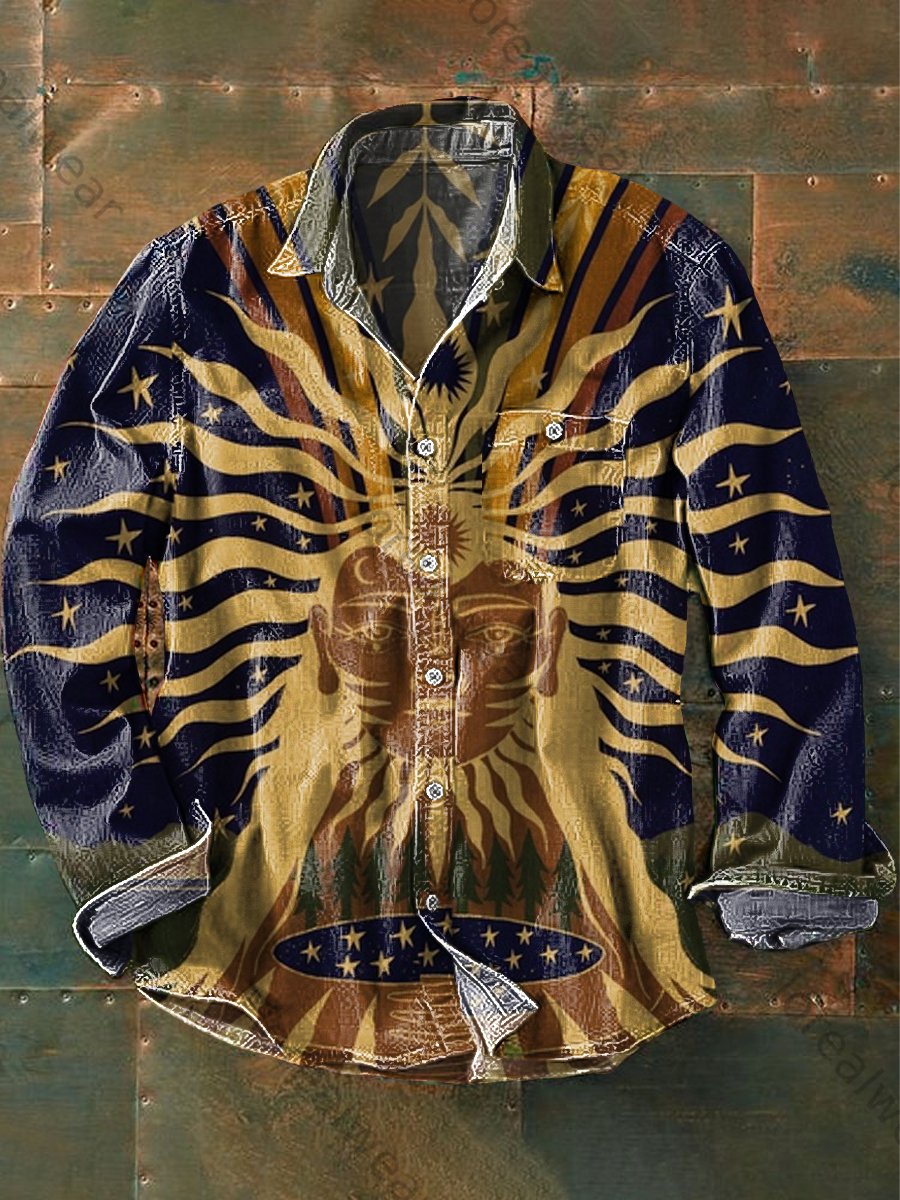 Lorealwear-Unisex Vintage Surrealist Sun Art Print Cotton Lapel Pocket ...