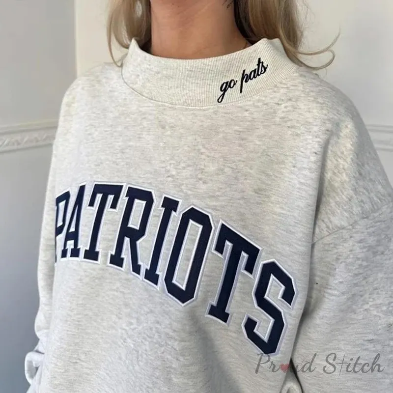 Proudstitch Custom Mockneck Embroidered Team Name Sweatshirt – Stand-up ...