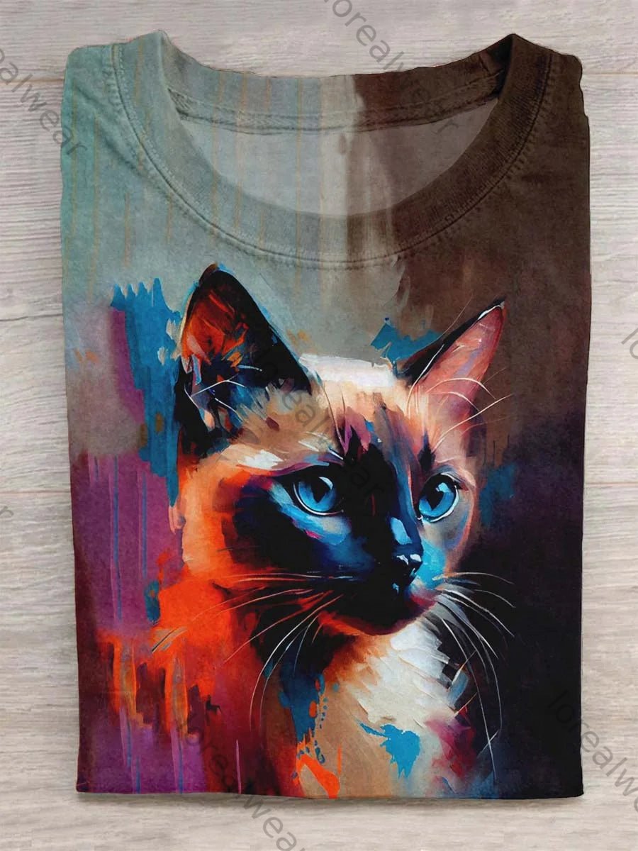 Siamese Cat Print Design T-shirt