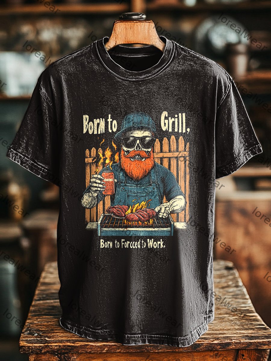 LorealwearVintage Fun Skull Roast Print Casual Short Sleeve T-Shirt