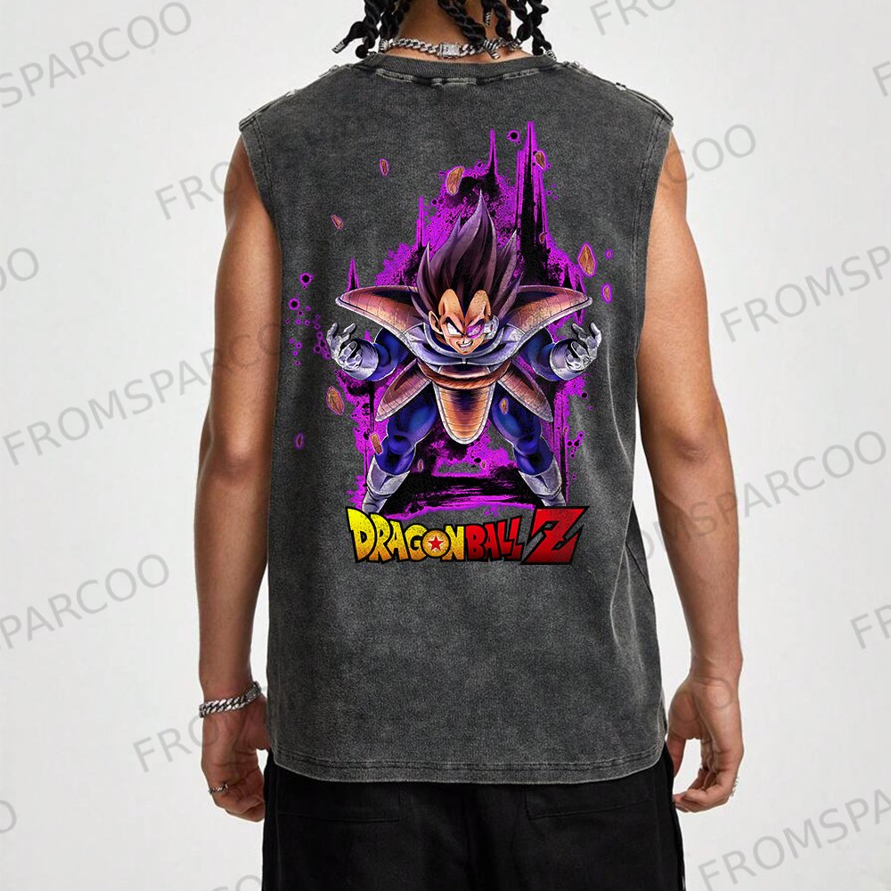 FROMSPARCOO Casual Batik Anime Print Fitness Vest