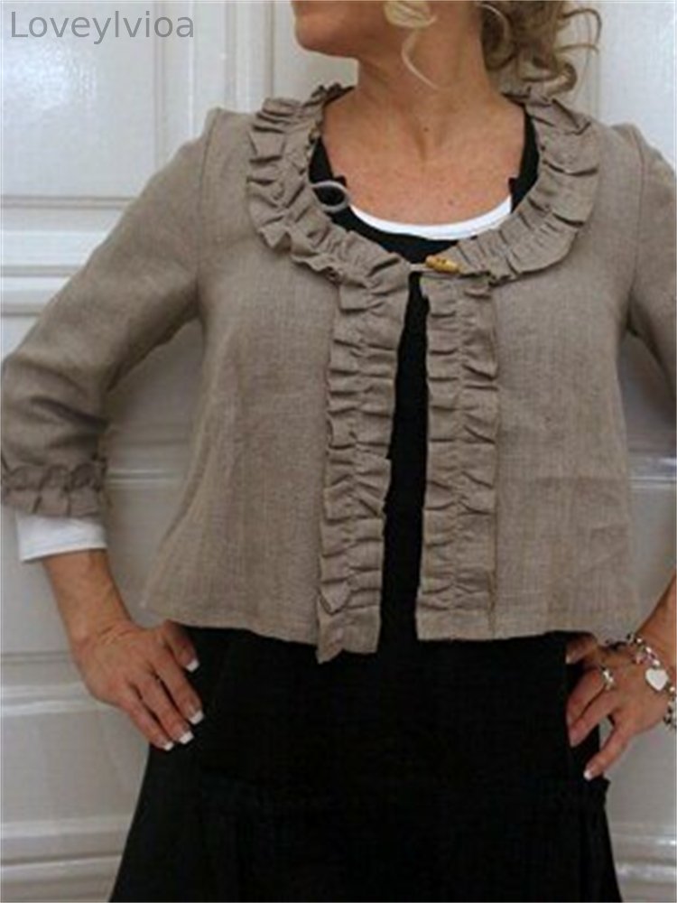 Vintage Ruffle Trim Woven Jacket