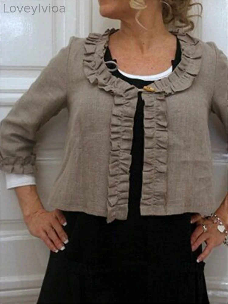 Vintage Ruffle Trim Woven Jacket