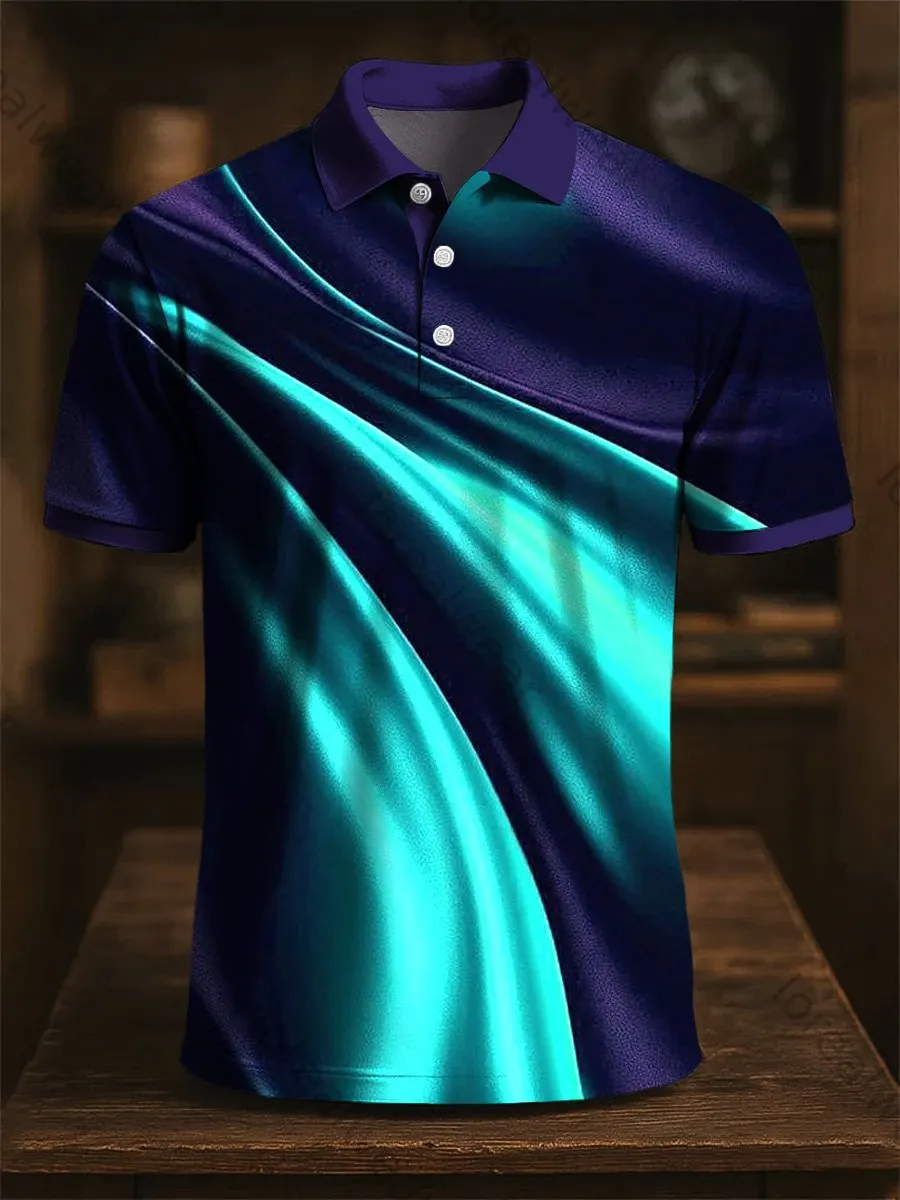 LorealwearClassic Retro Art Multicolor Textured Print Casual Polo Shirt