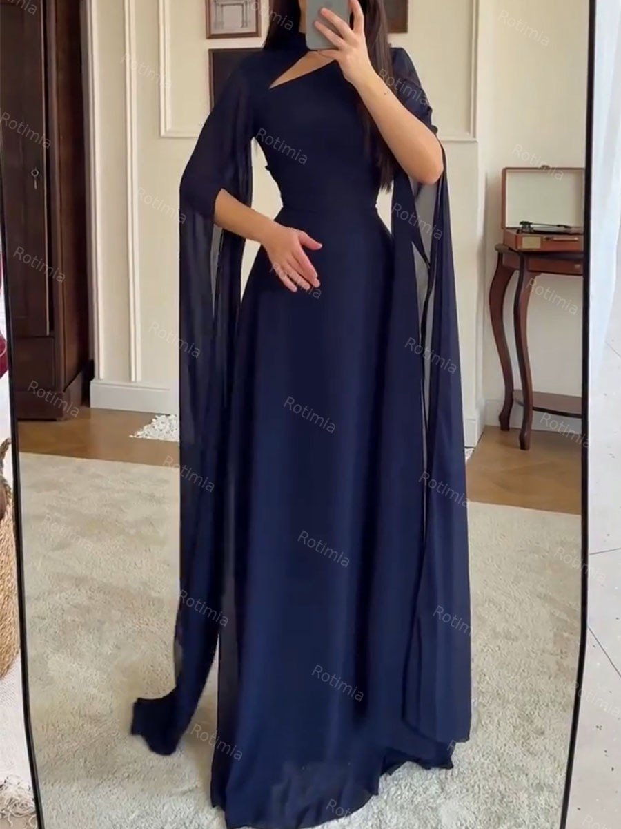 Chic cutout slit maxi-length sleeve dress