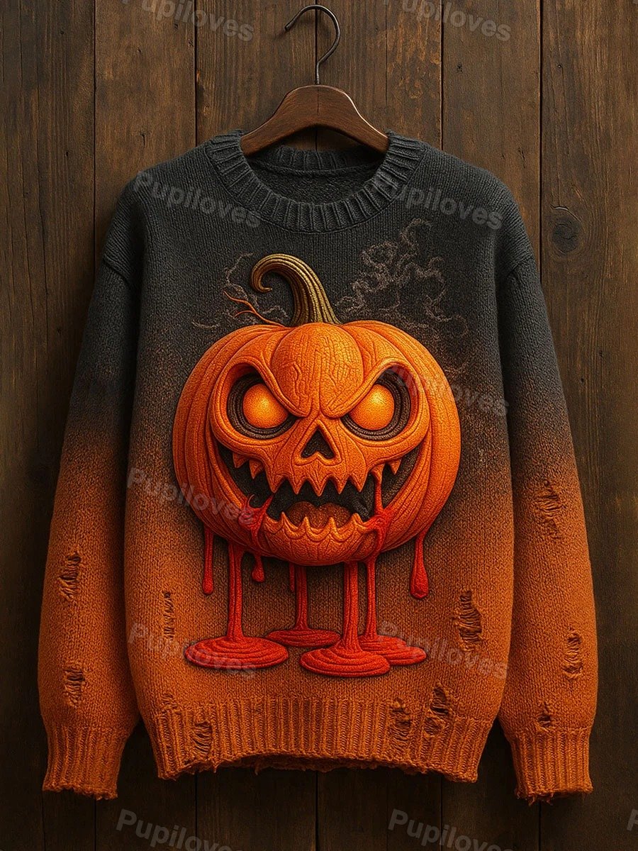 Pumpkin Bleeding Halloween Art Print Sweater