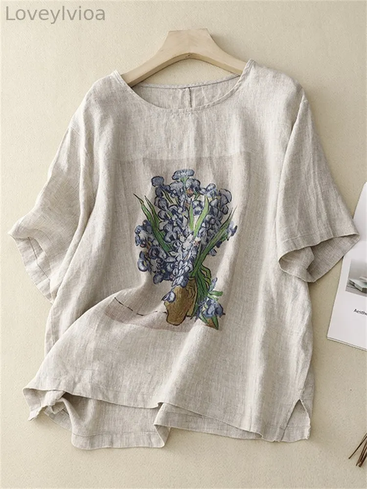 Iris Oil Painting Graphic Oversize Woven Tunic