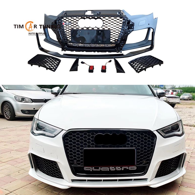Audi A3 S3 8V 2013-2016 TO RS3 style Bodykit front bumper and grill to RS style Grill front ...