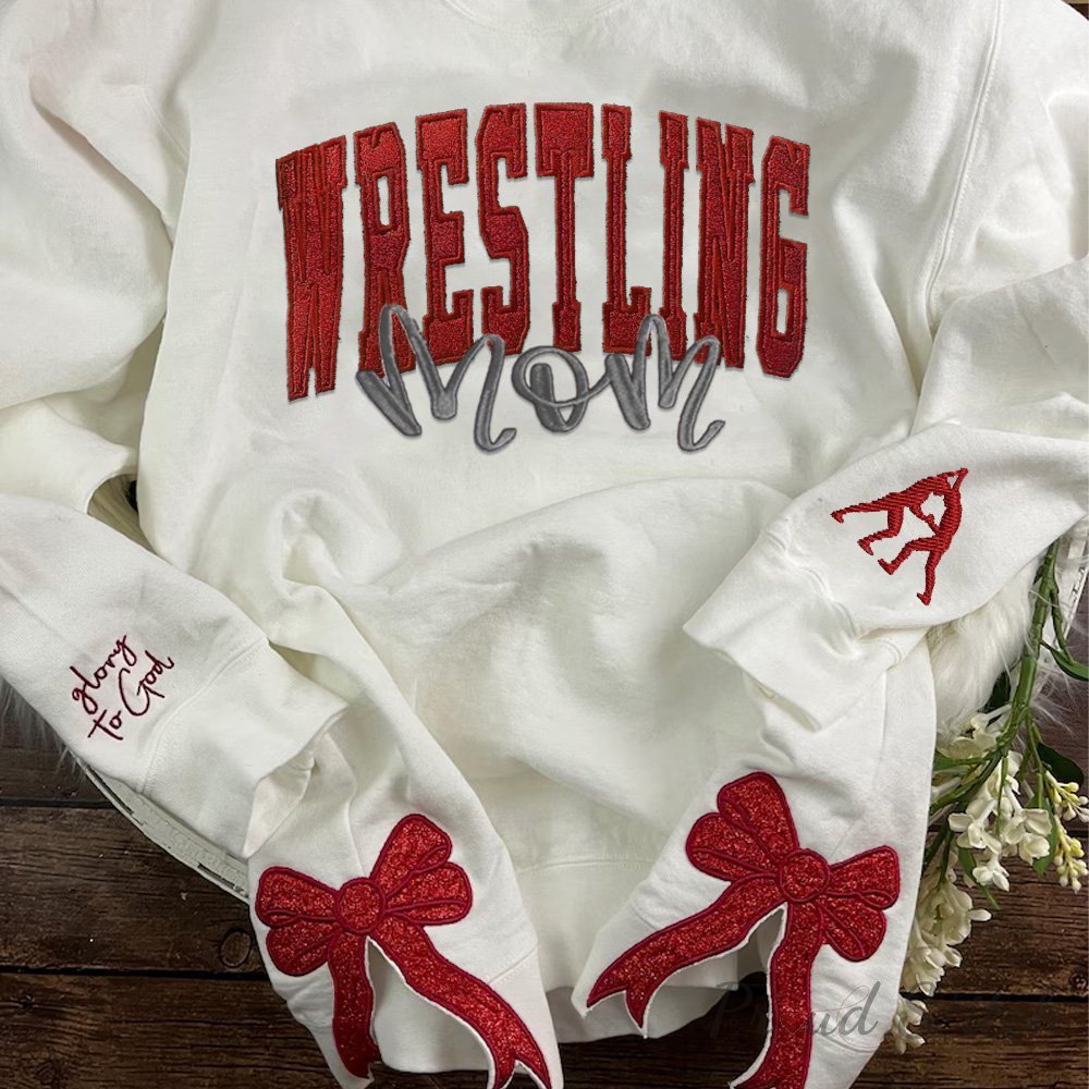 Proudstitch Personalized Wrestling Mom Or Custom Title Glitter Applique ...