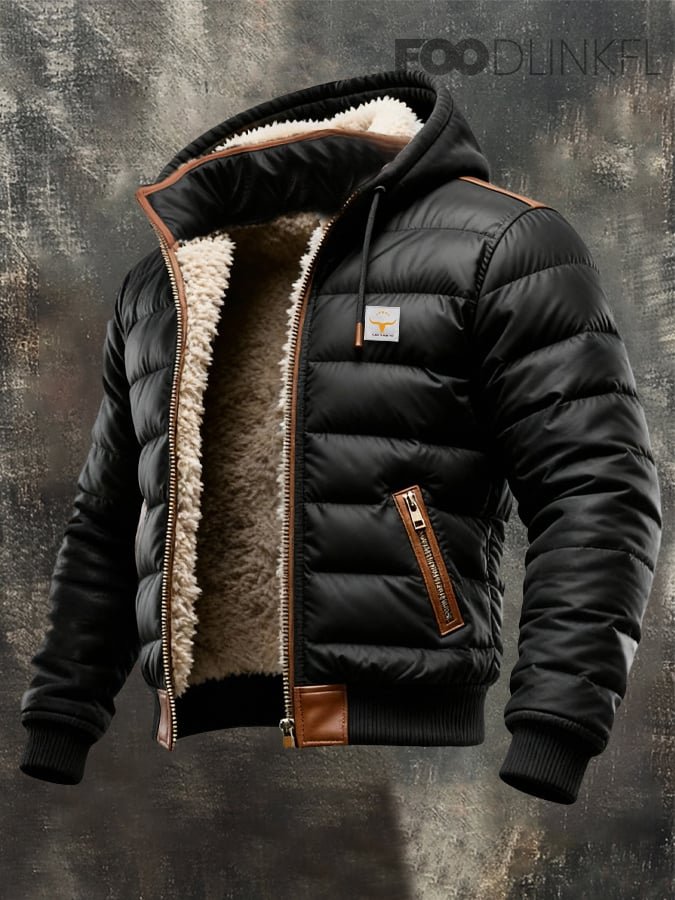 Men's Retro Quilted Double-Layer Collar Warm Cotton-padded Jacket ...