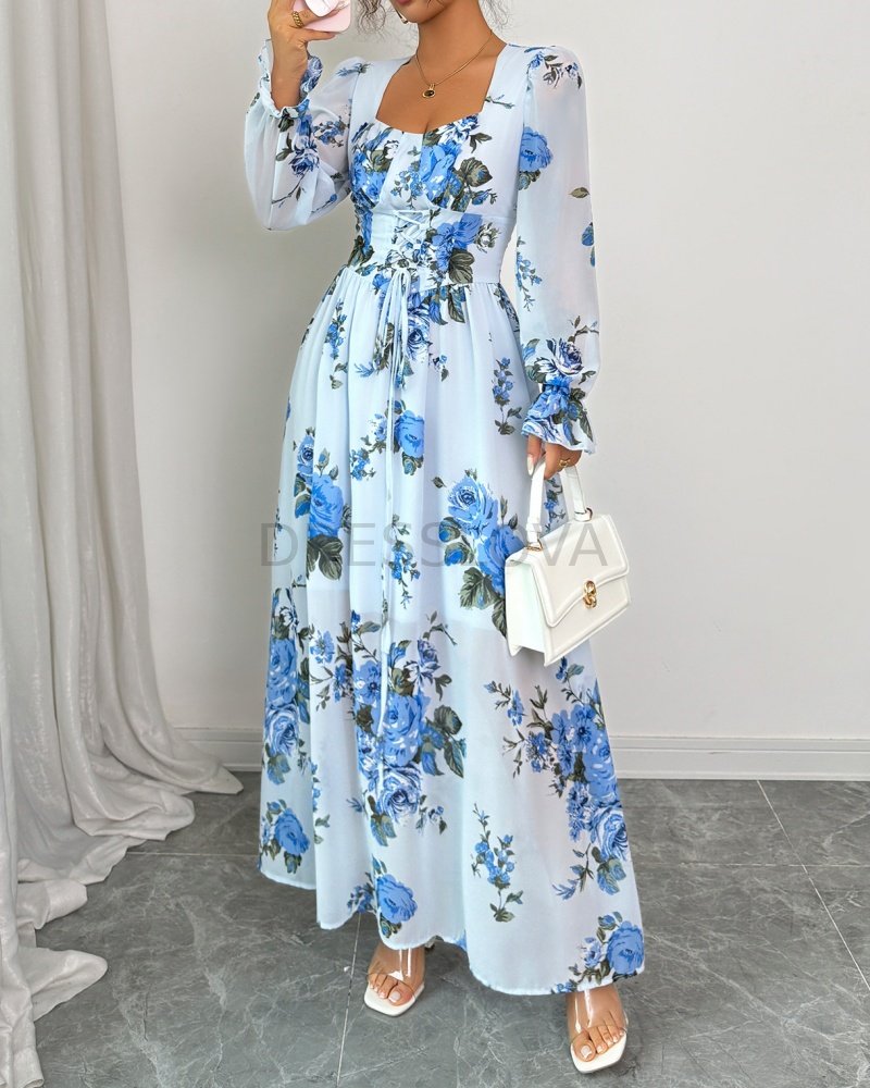 Printed Wood Ear-Hem Dress
