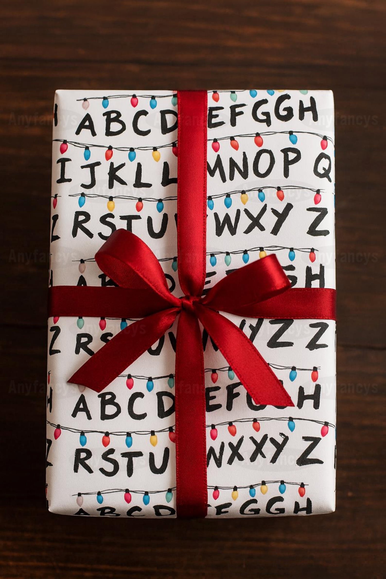 Stranger Things Christmas Alphabet Lights Wrapping Paper